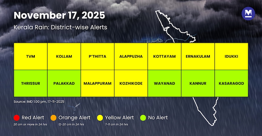 IMD issues yellow alert for 9 Kerala districts; thunderstorms likely ...