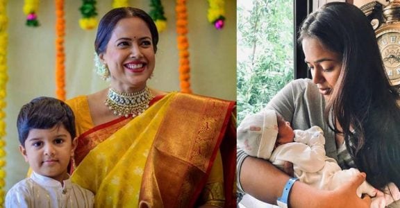 Sameera Reddy's son bonding with newborn sister is adorable!