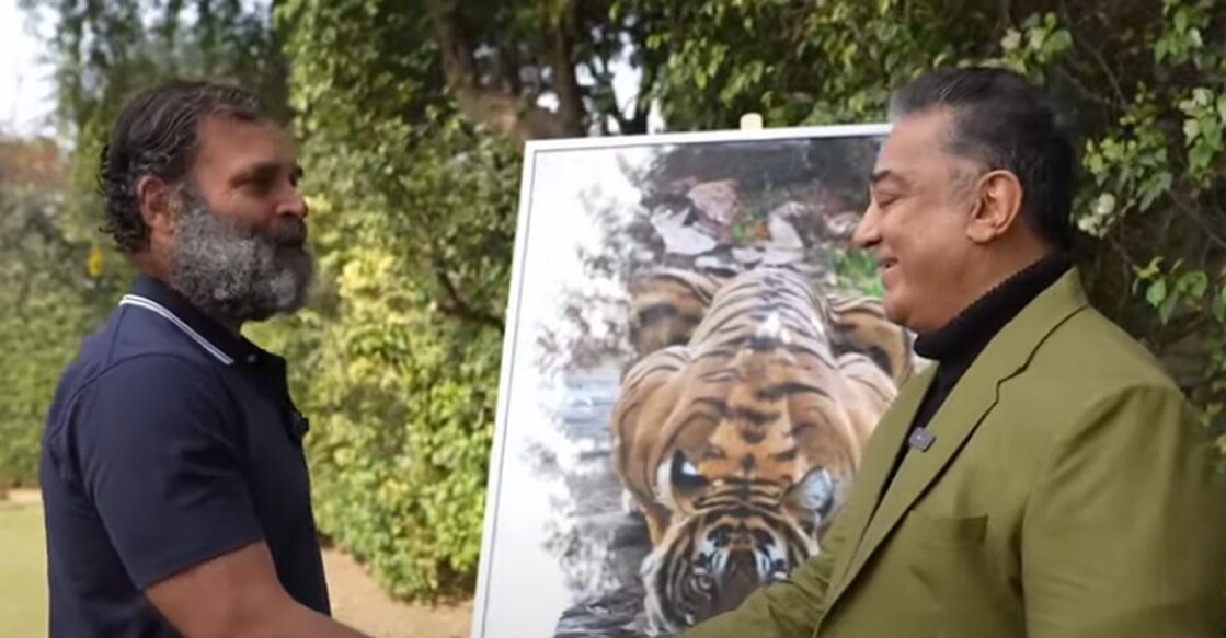 Rahul Gandhi gifts Kamal Haasan a portrait of a tiger, says it captures ...