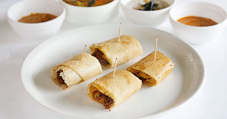 Dosa roll - a delicious snack using leftover dosa batter
