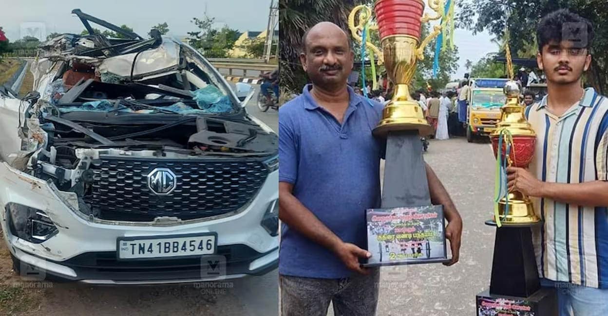 Father, son die as car rams into truck at Kovilpalayam Father, son die as car rams into truck at Kovilpalayam