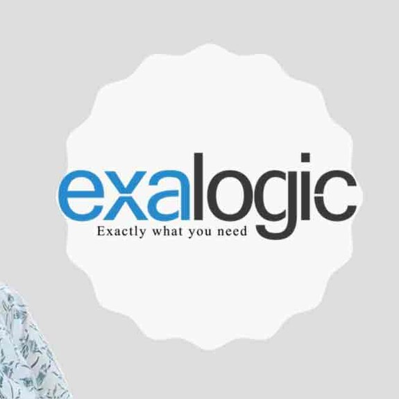 Exalogic Logo Skyline Stories🏢, Powered By Intelligence⚡,