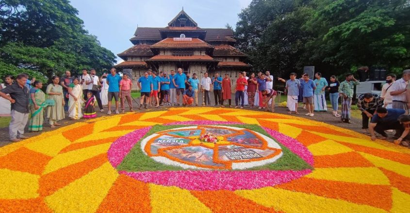Thrissur welcomes Onam with biggest 'Pookkalam'