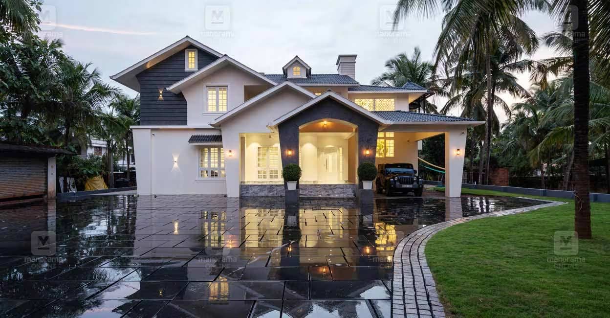 Dreamy white designs make this new home in Kasaragod exuberant dwelling ...