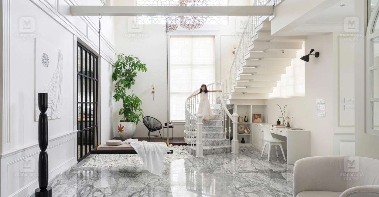 Dreamy white designs make this new home in Kasaragod exuberant dwelling ...