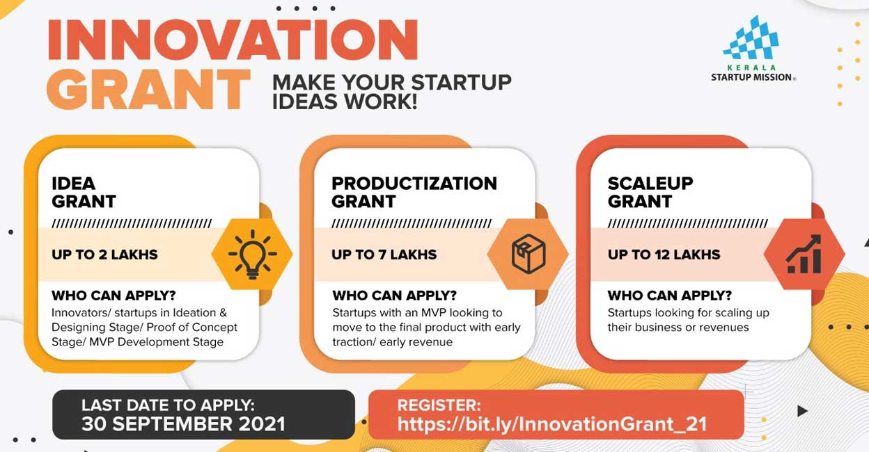 Kerala Startup Mission invites applications for Innovation Grant ...