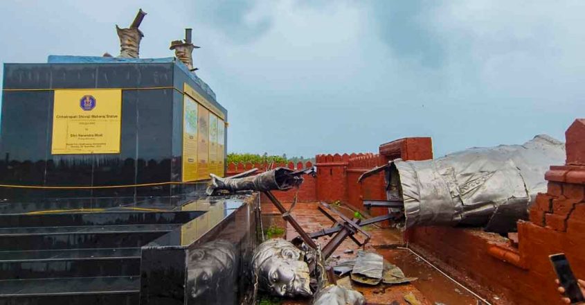35-foot statue of Shivaji unveiled by PM Modi collapses in Maharashtra ...
