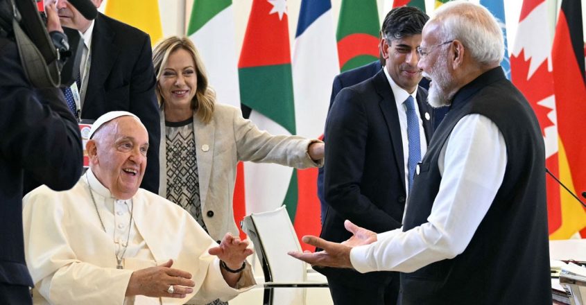 G7 Summit: PM Modi meets world leaders; gets a hug from Pope, invites ...