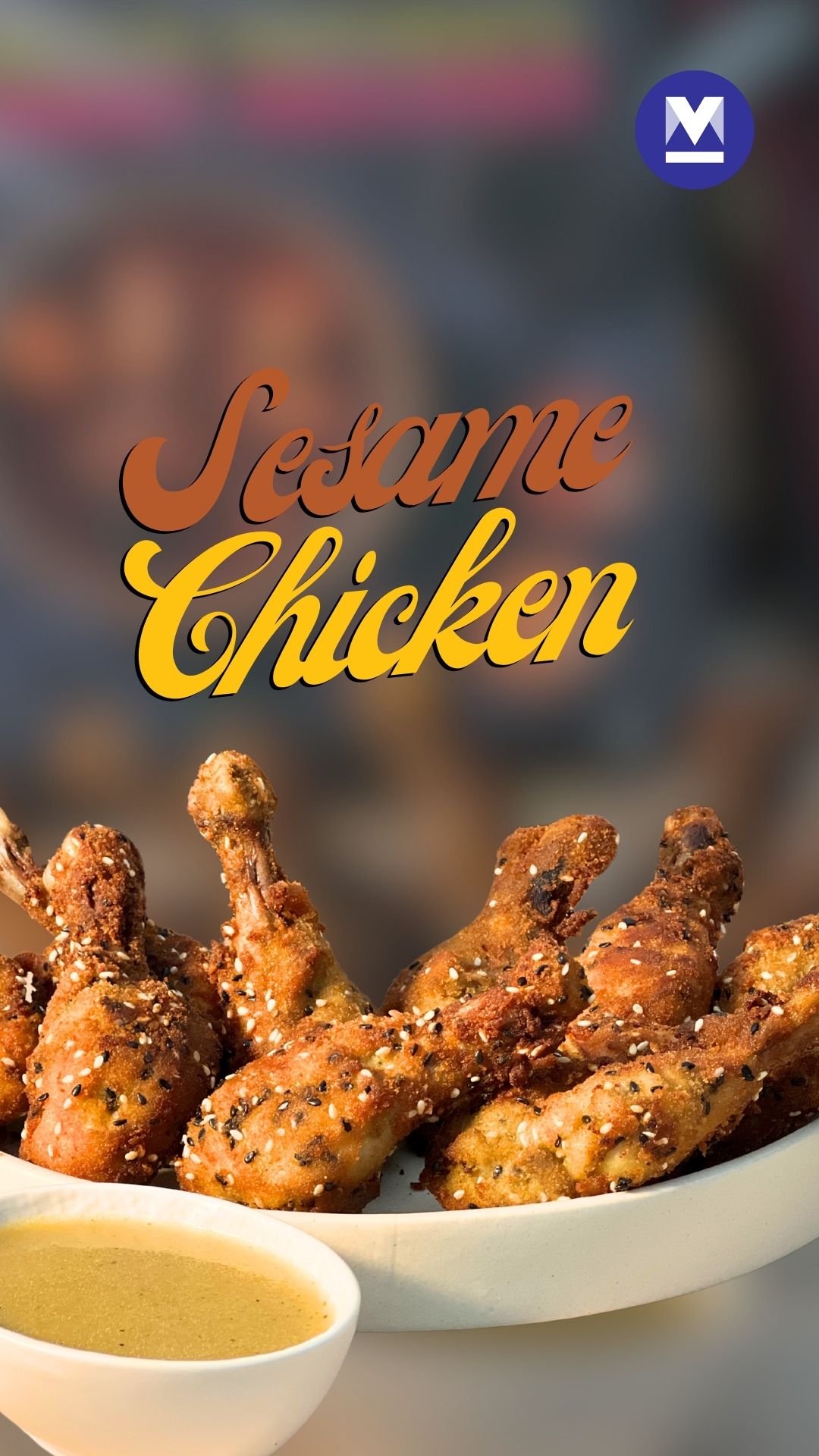 Golden crispy sesame chicken with a flavourful gravy