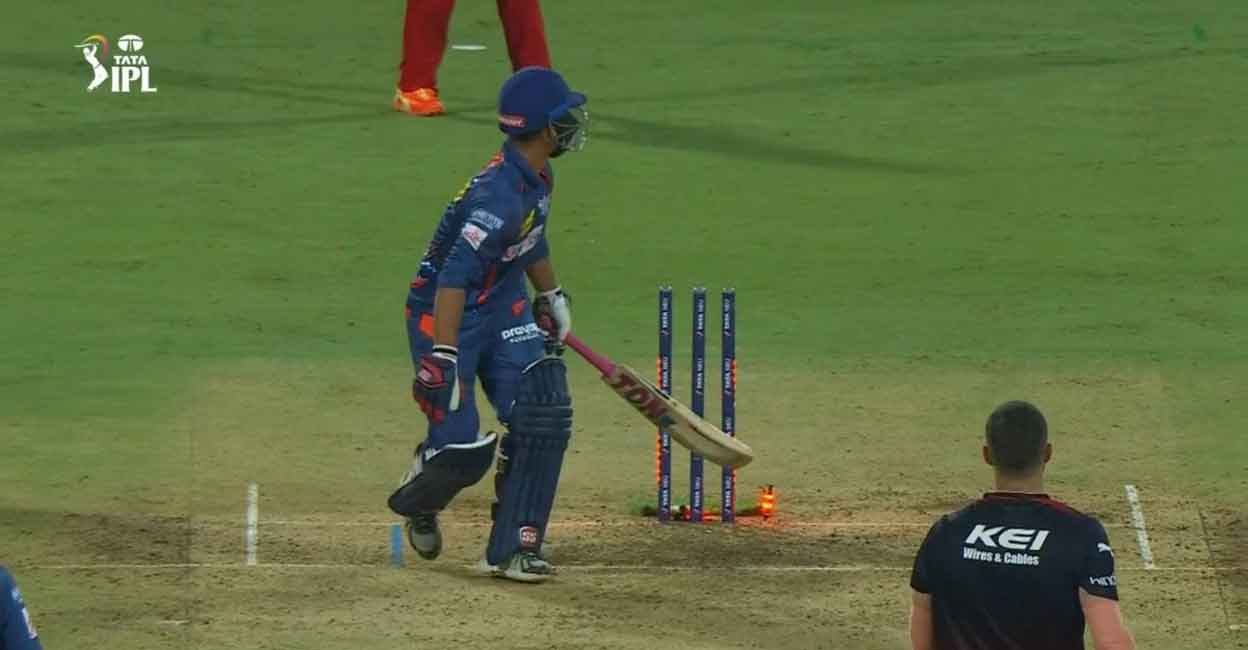 Badoni hits six, but gets out hit wicket | IPL News | Onmanorama