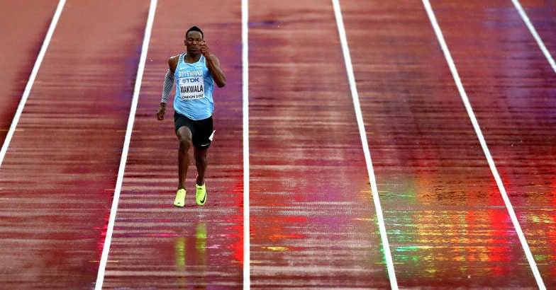 Makwala defies solo run, wet conditions to reach 200m final